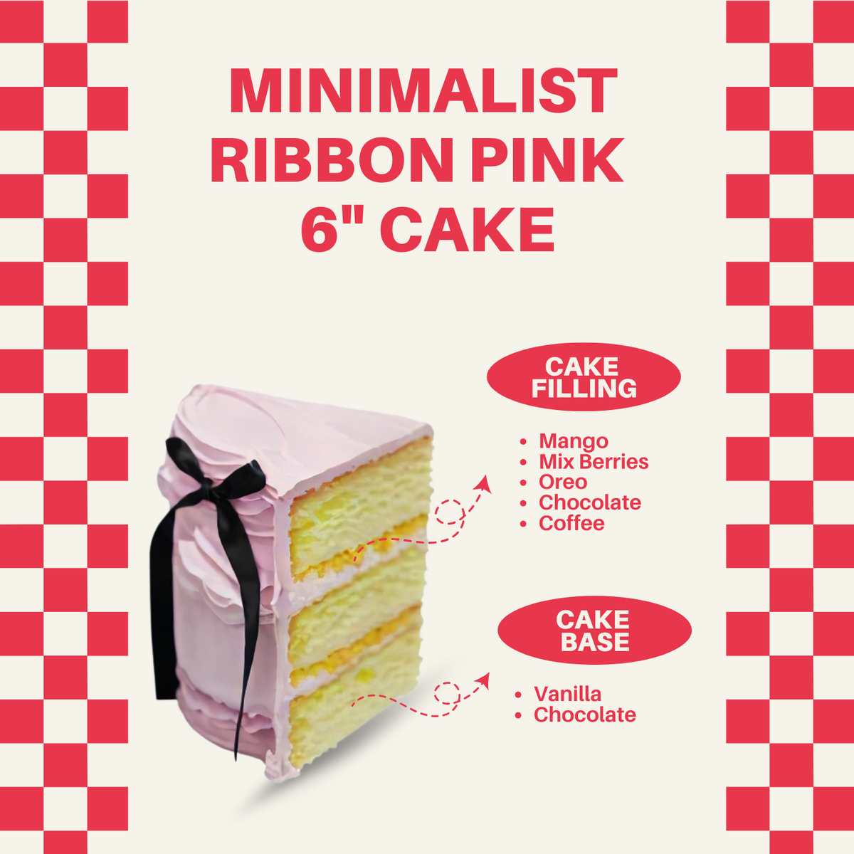 Minimalist Ribbon Pink Cake 6 Inch – ButterJoy