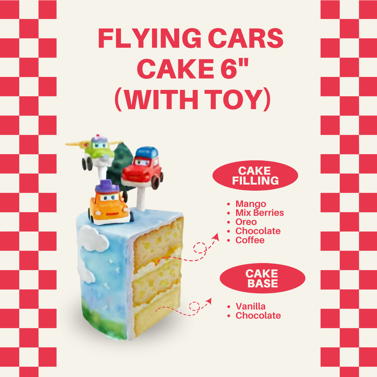 Flying Cars Custom Cake 6" (With Toy) – ButterJoy