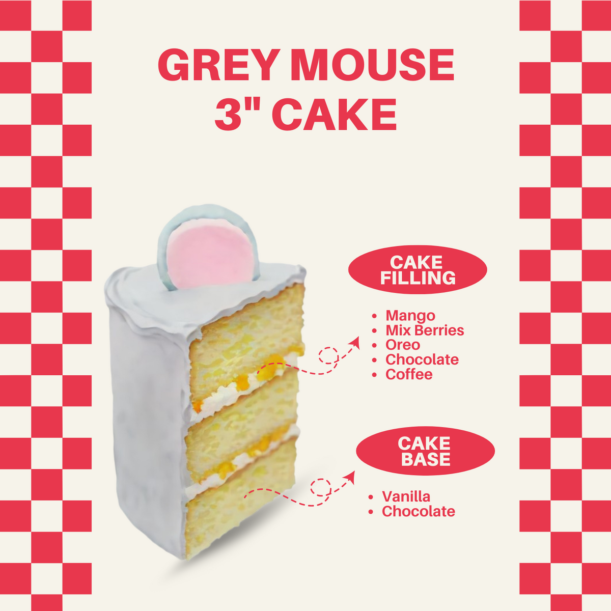 Grey Mouse Mini Character Design Cake 3-Inch | Same-Day Delivery ...