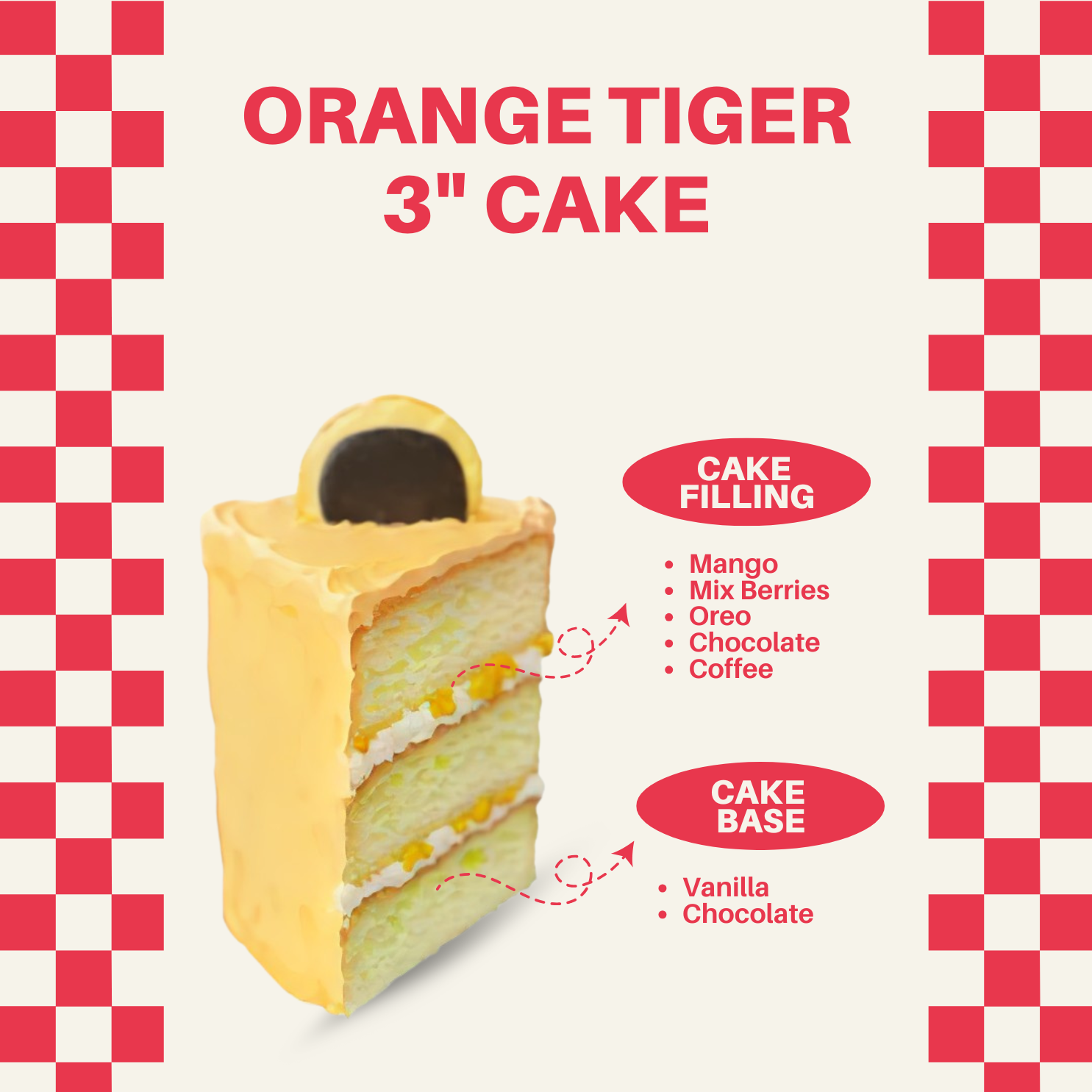 Orange Tiger Mini Character Design Cake 3-Inch | Same-Day Delivery ...