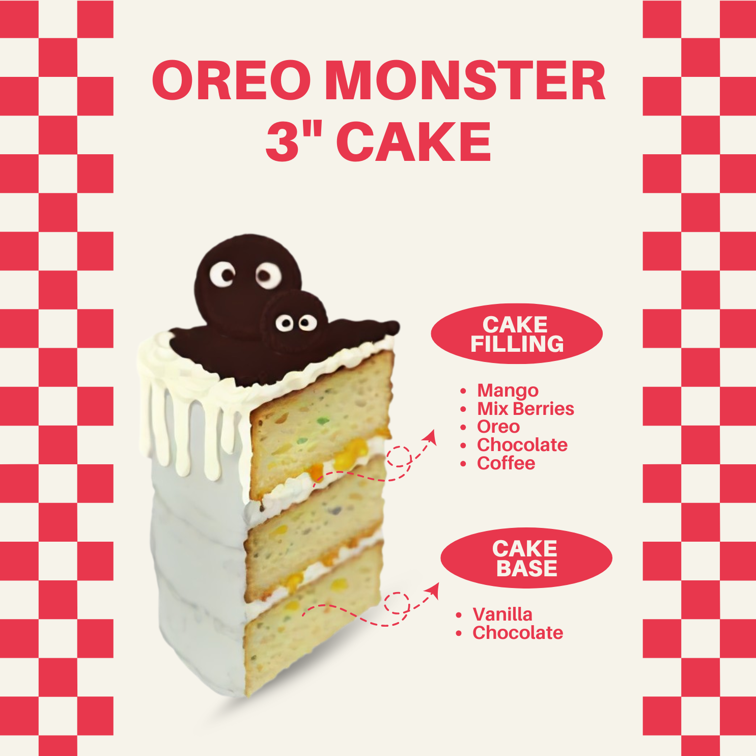 Oreo Monster Cartoon Design Cake 3-Inch | Same-Day Delivery | Perfect ...