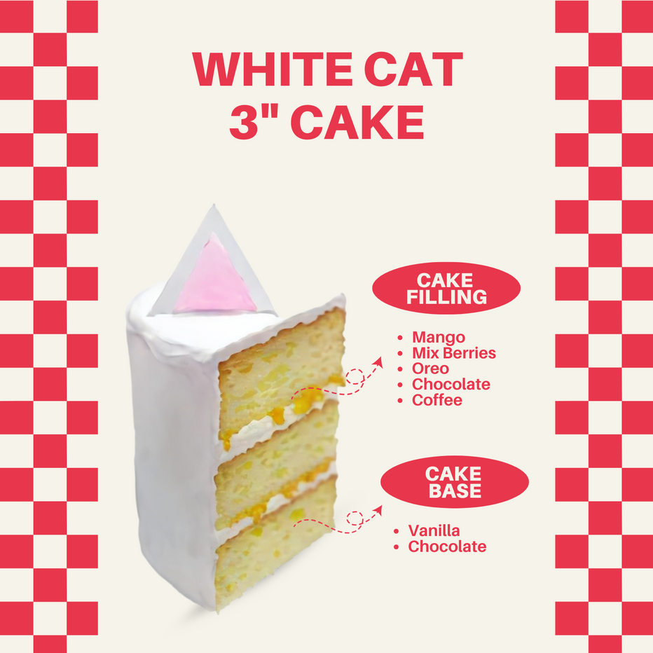 White Cat Mini Character Design Cake 3-Inch | Same-Day Delivery ...