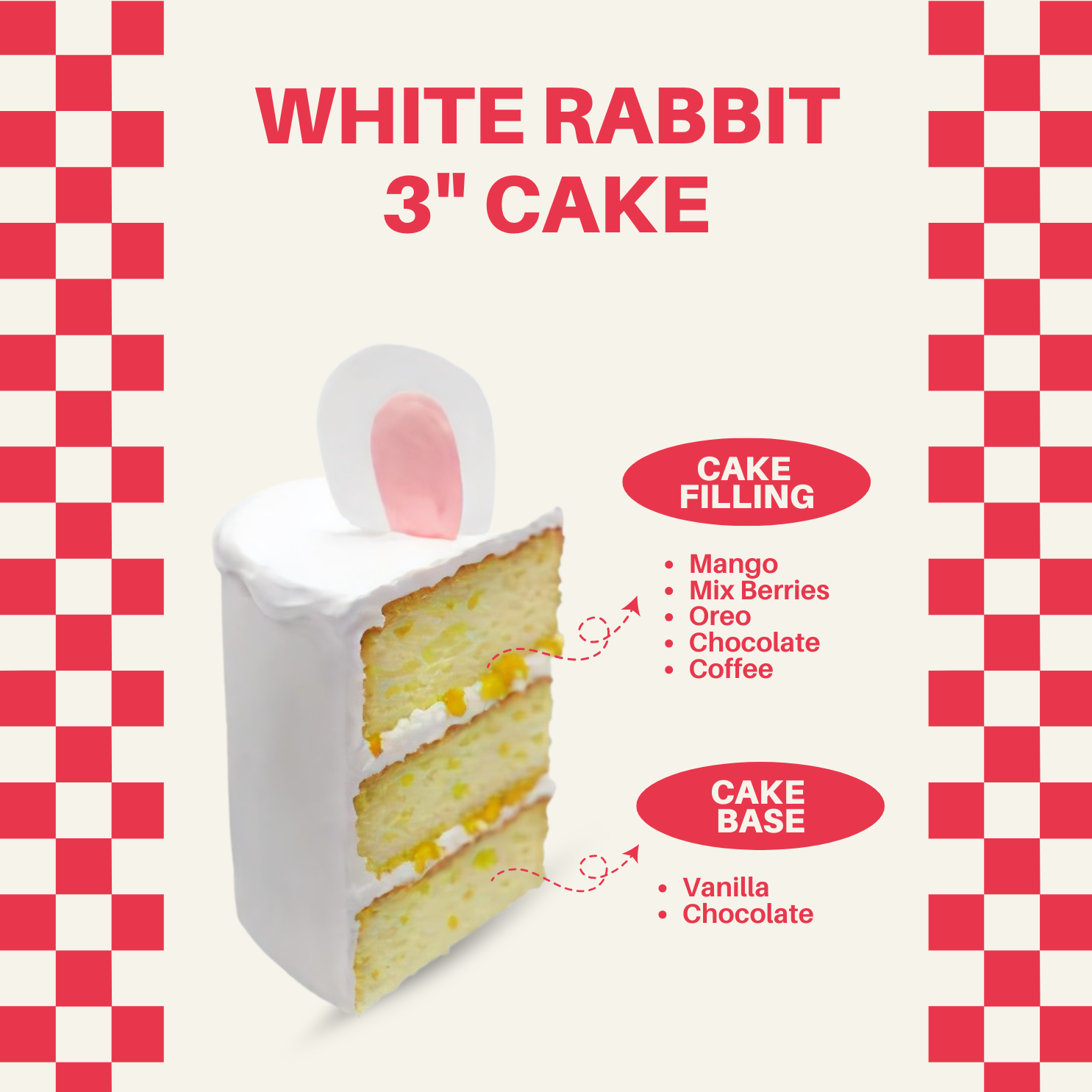 White Rabbit Mini Character Design Cake 3-Inch | Same-Day Delivery ...